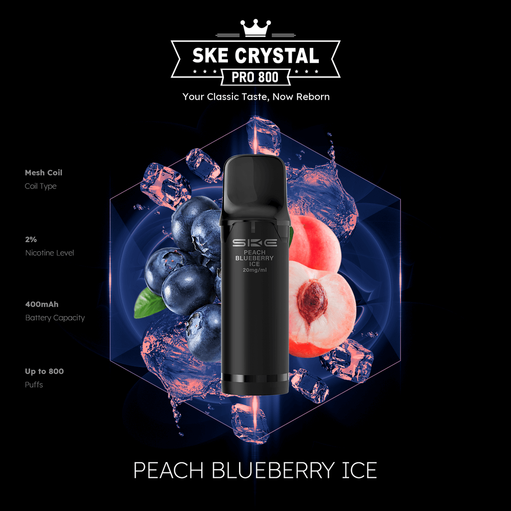 Crystal 800 Pro Pods Peach Blueberry Ice 20 mg 2Stk Elfa kompartibel ...